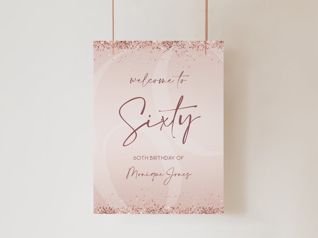 Printable 60th Sixty Birthday Party Welcome Sign, Editable Template ...