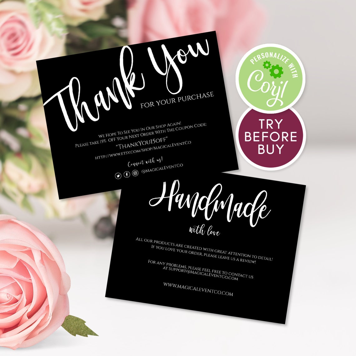 Business Thank You for Your Purchase Card Printable Cards | Etsy