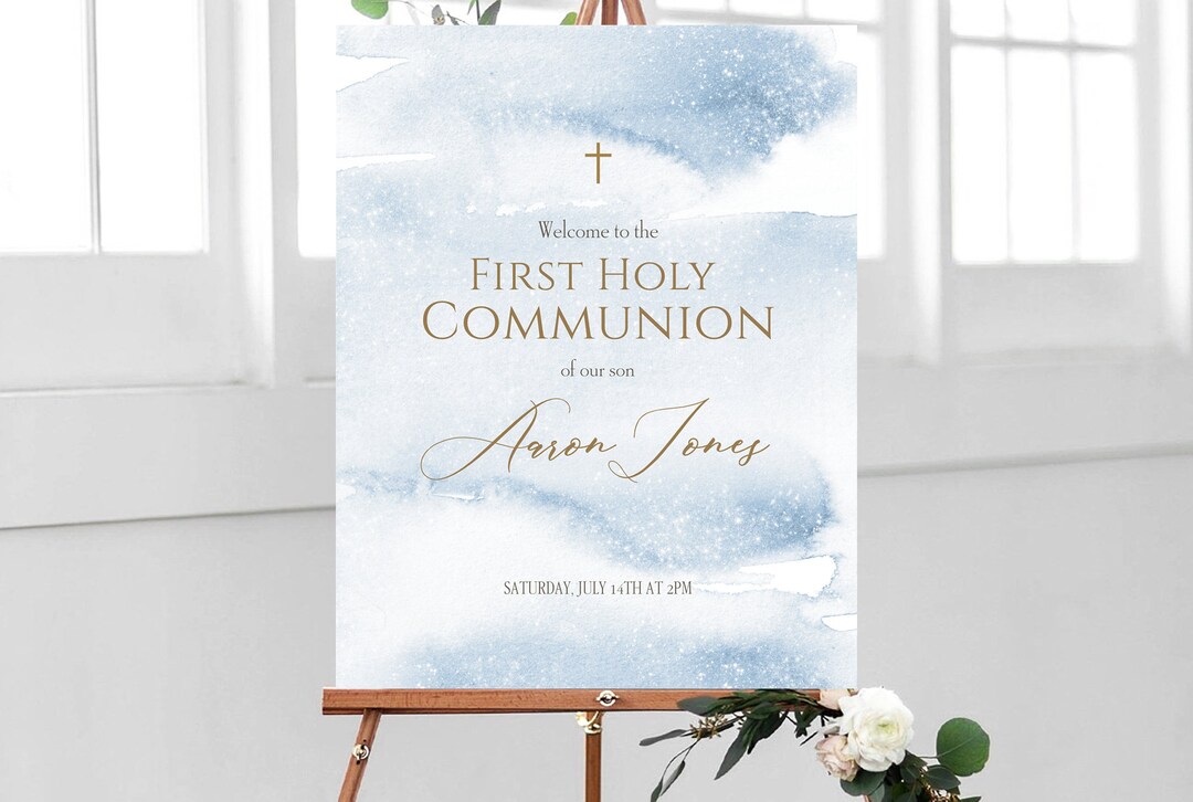 First Holy Communion Welcome Sign, Christening Welcome Sign, Printable ...
