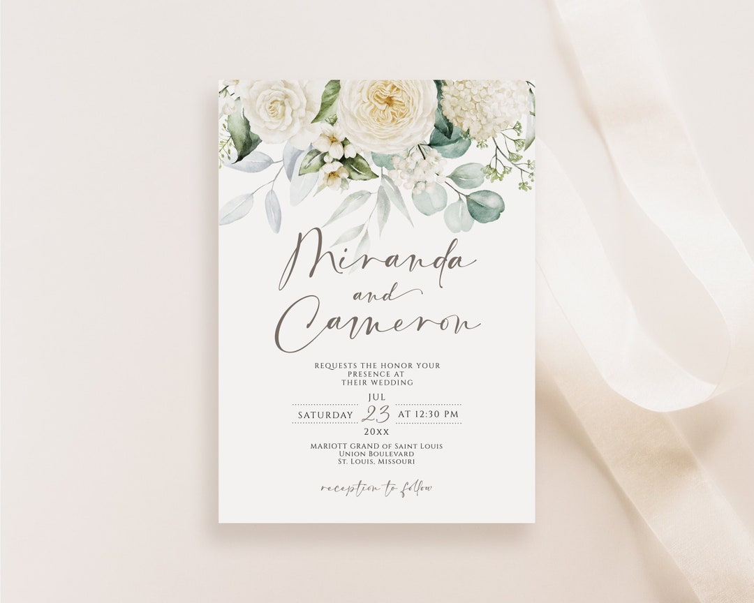 Printable Floral Wedding Invitation Template, Editable Wedding ...