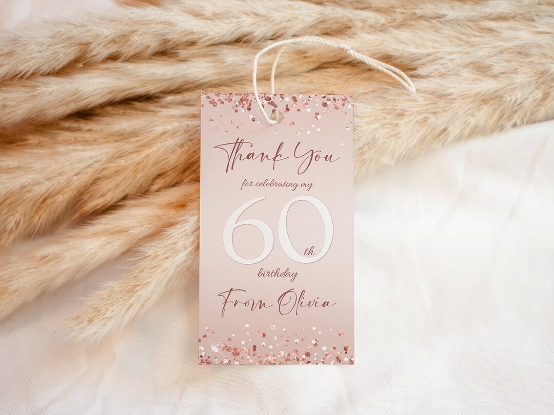 Sixty 60th Birthday Favor Tags, Printable Thank You Tag, Thank You Tag ...