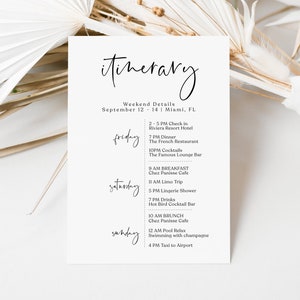 Printable Simple Itinerary Template, Editable Minimalist Weekend ...