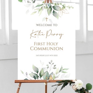 Greenery Communion Welcome Sign First Holy Communion - Etsy