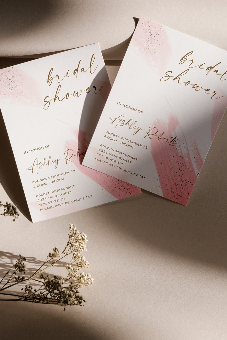 Printable Rose Gold Bridal Shower Invitation Template | Etsy