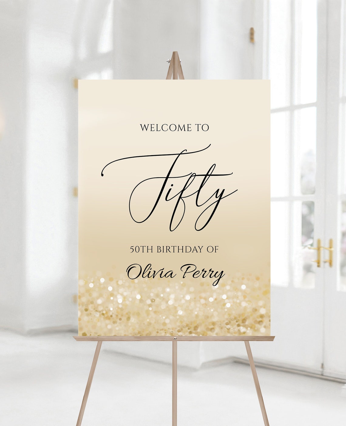 Printable Gold 50th Fifty Birthday Party Welcome Sign - Etsy