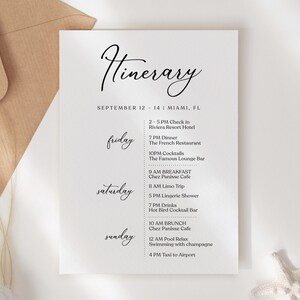 Simple Weekend Itinerary Template, Editable Hens Party Weekend ...