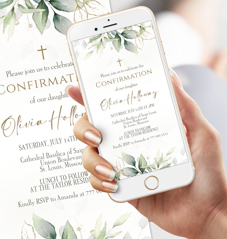Digital Confirmation Invitation Template Electronic Greenery - Etsy