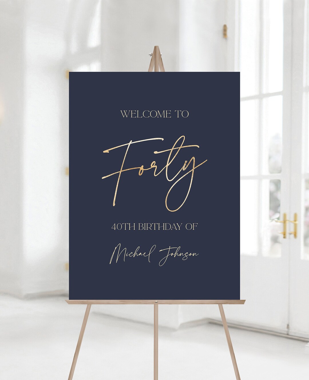 Plantilla de letrero de bienvenida de 40th Forty Birthday de Blue Navy ...