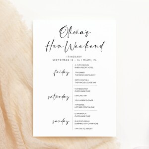 Printable Hen Do Itinerary, Hen Do Invitation Template, Bachelorette ...