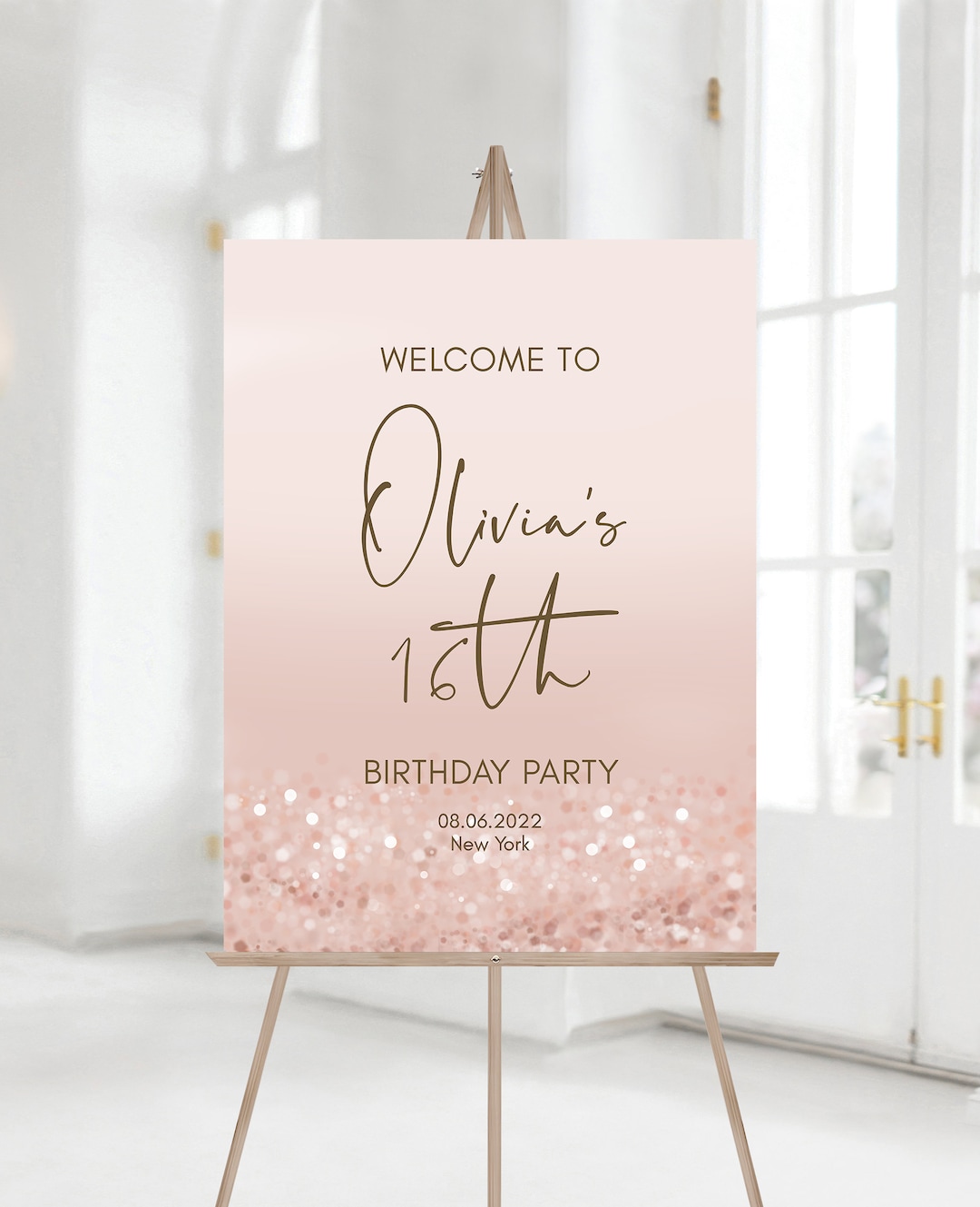 Printable 16th Sweet Sixteen Birthday Party Welcome Sign Template ...