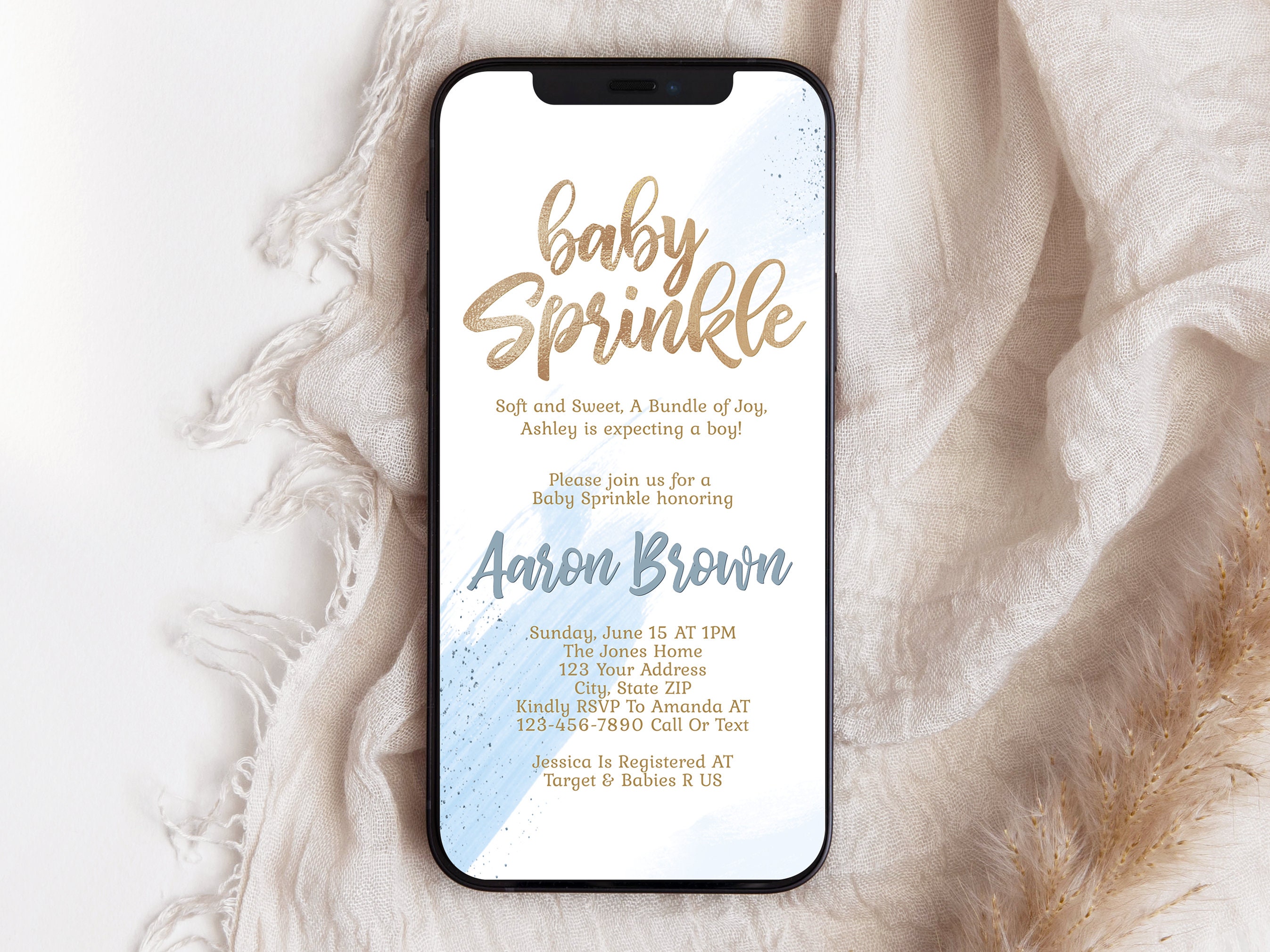 Digital Boy Baby Sprinkle Text Message Invitation Template - Etsy