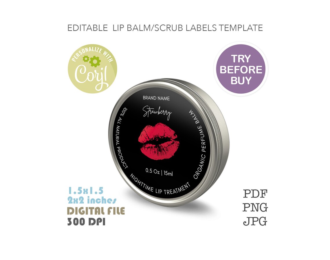 Editable Round Cosmetic Stickers Lipgloss Labels Lip Balm - Etsy