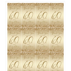 Sixty 60th Birthday Gold Favor Tags, Printable Thank You Tag Template ...