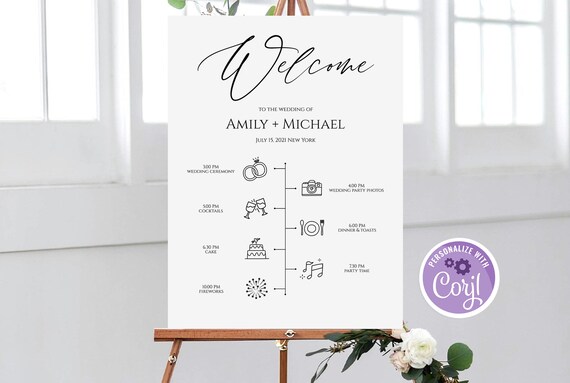 Clean Welcome Sign Template Simple Timeline Template | Etsy