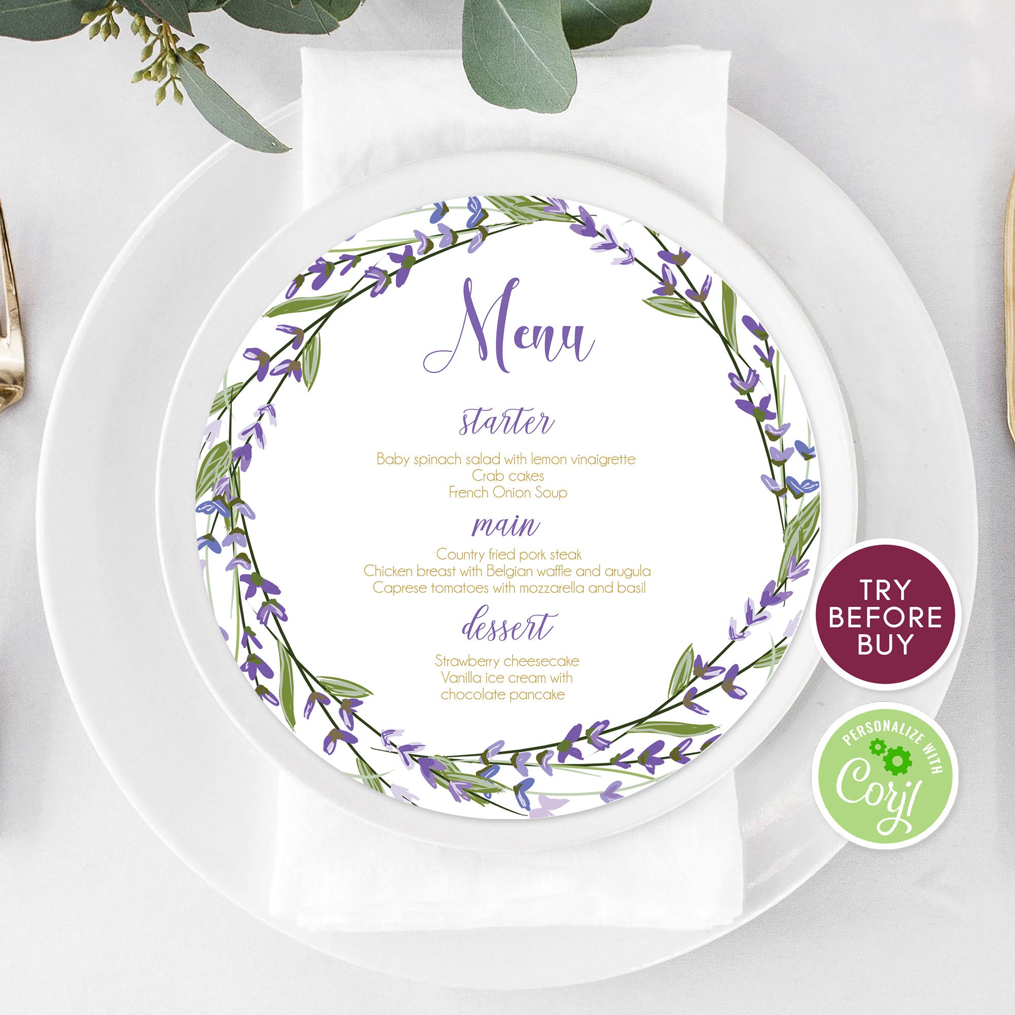 Floral Round Menu Editable Wedding Menu Circle Menu | Etsy