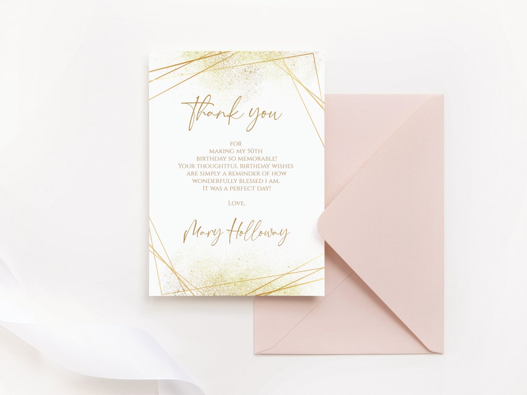 Adult Birthday Card, Thank You Cards Anniversary, Editable Thank You ...