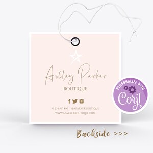 Editable Peach Hang Tag, Printable Thank You Tag Template, Clothing Tag ...