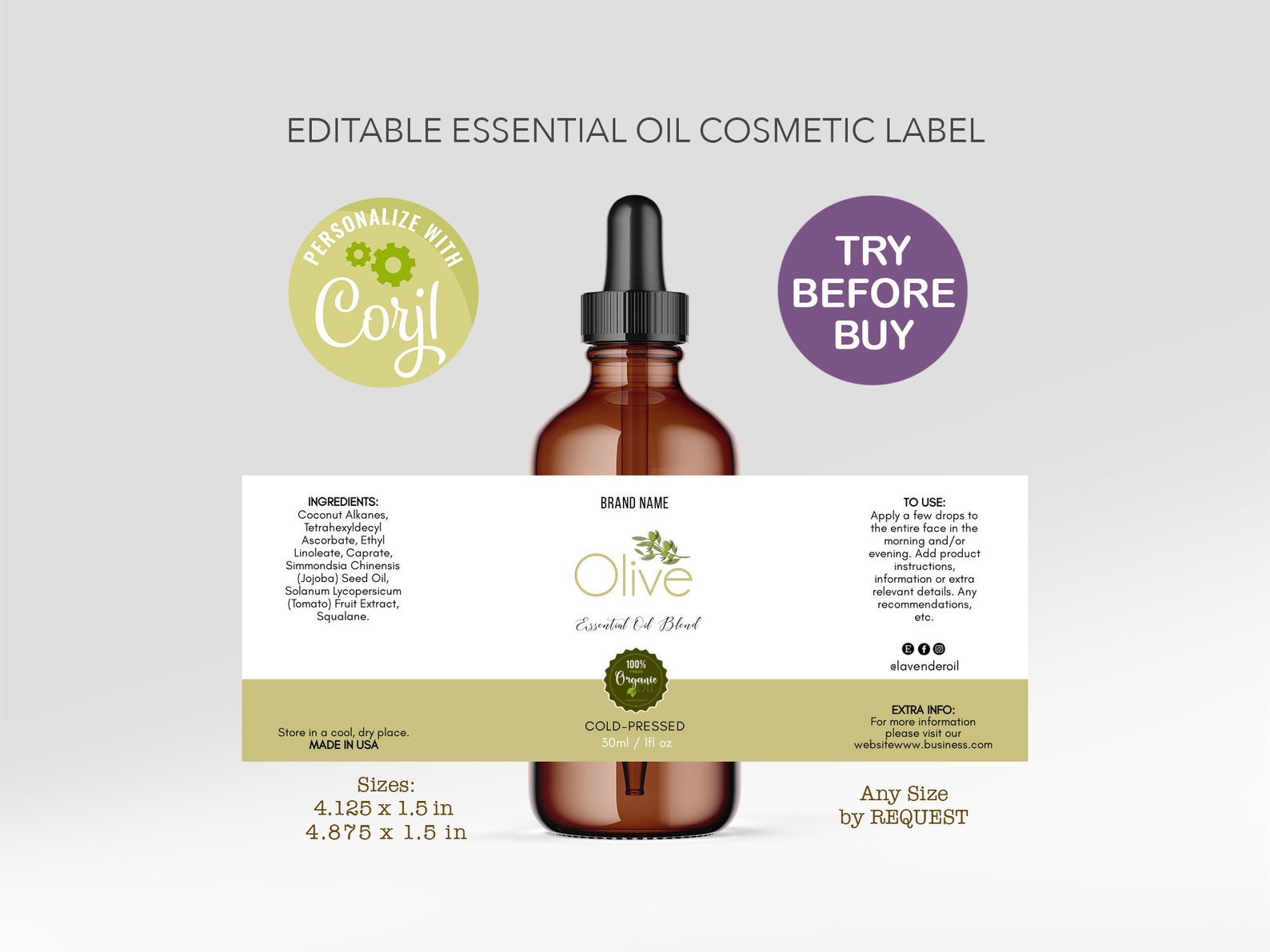 Custom Product Label 1oz 2oz Editable Label Template - Etsy