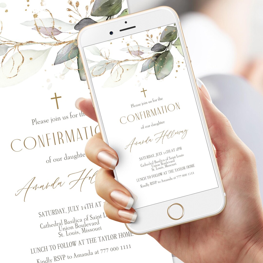 Digital Greenery Confirmation Invitation Template, Electronic ...