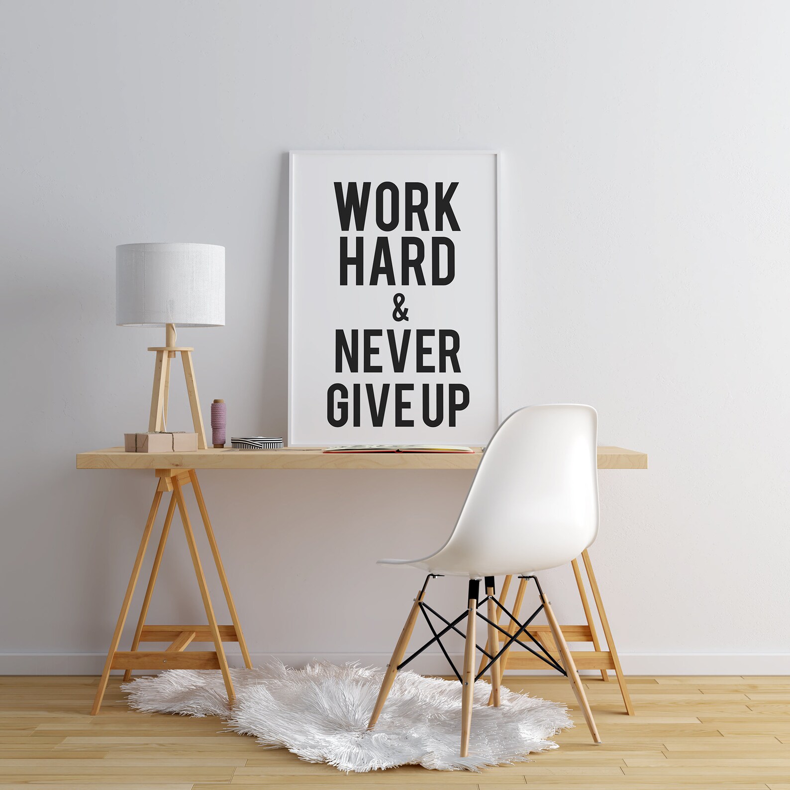 Work Hard & Never Give Up Printable Wall Art Inspirational | Etsy