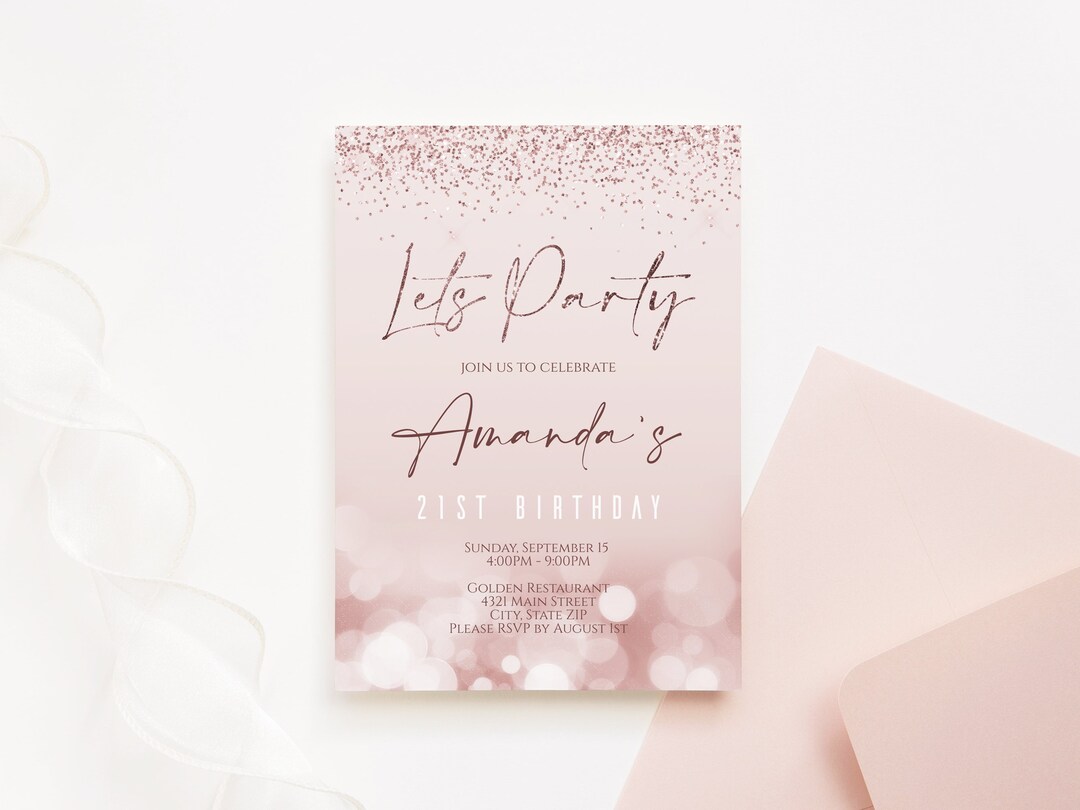 Printable Let's Party Invitation Template, Editable 21st Birthday ...