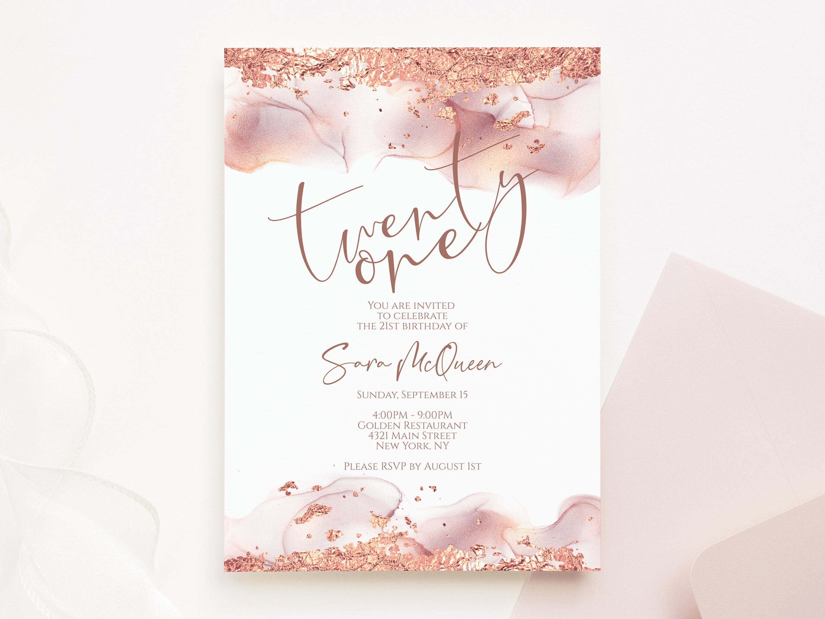 Printable 21st Twenty One Birthday Invitation Editable Rose - Etsy