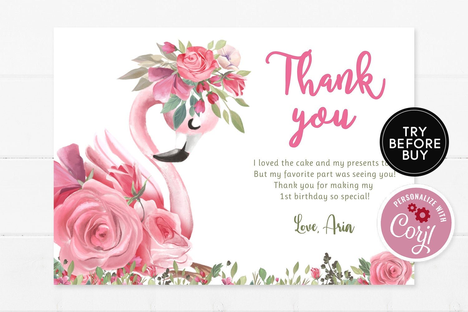 Pink Flamingo Thank You Card Flamingo Pool Party Thank You - Etsy
