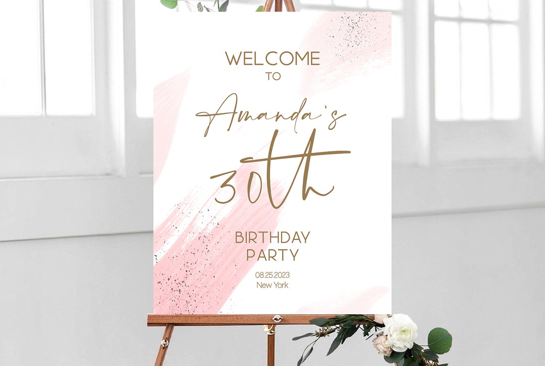 Printable 30th Birthday Party Welcome Sign, Editable Template, Modern ...