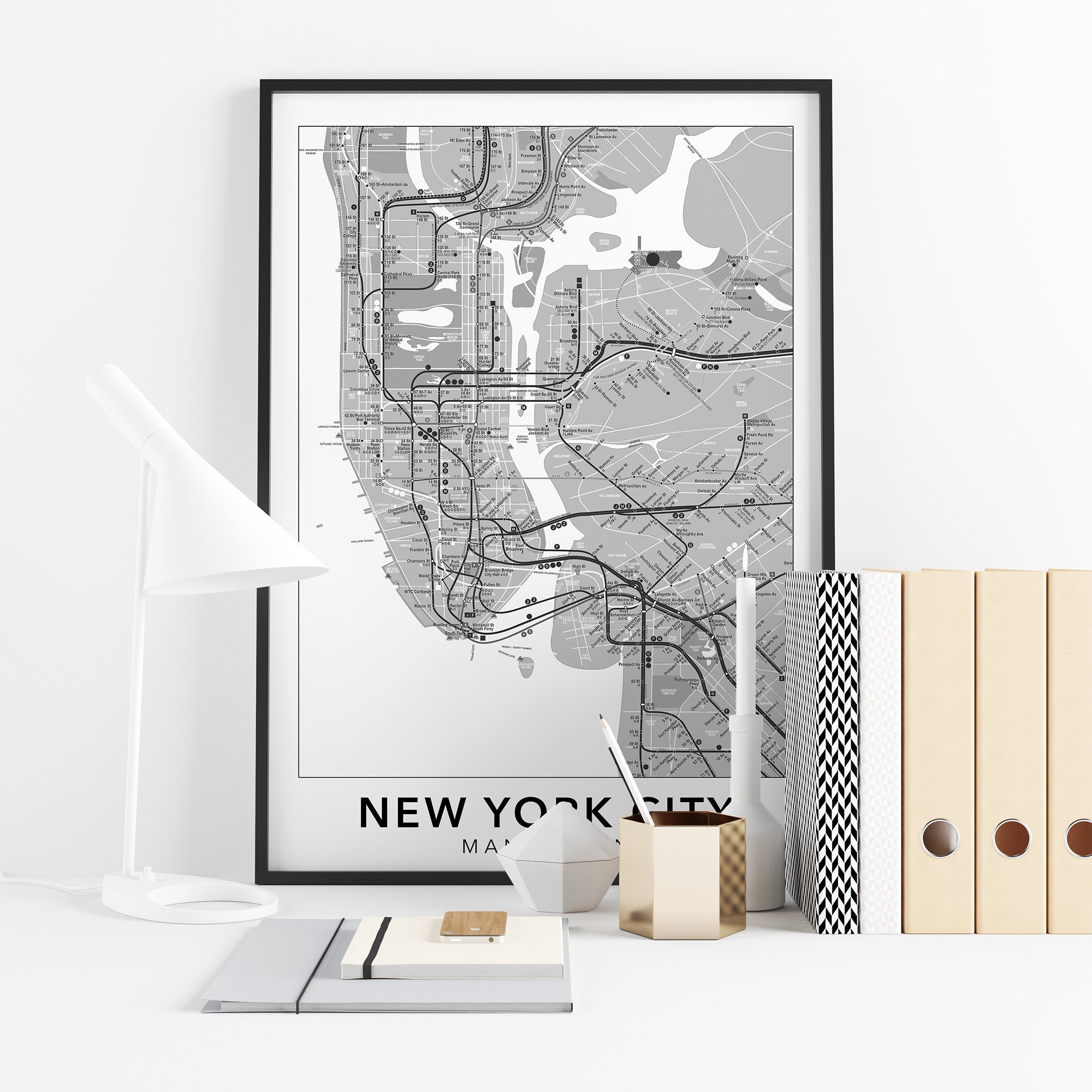 New York City Map Print Printable Wall Art NYC Map | Etsy