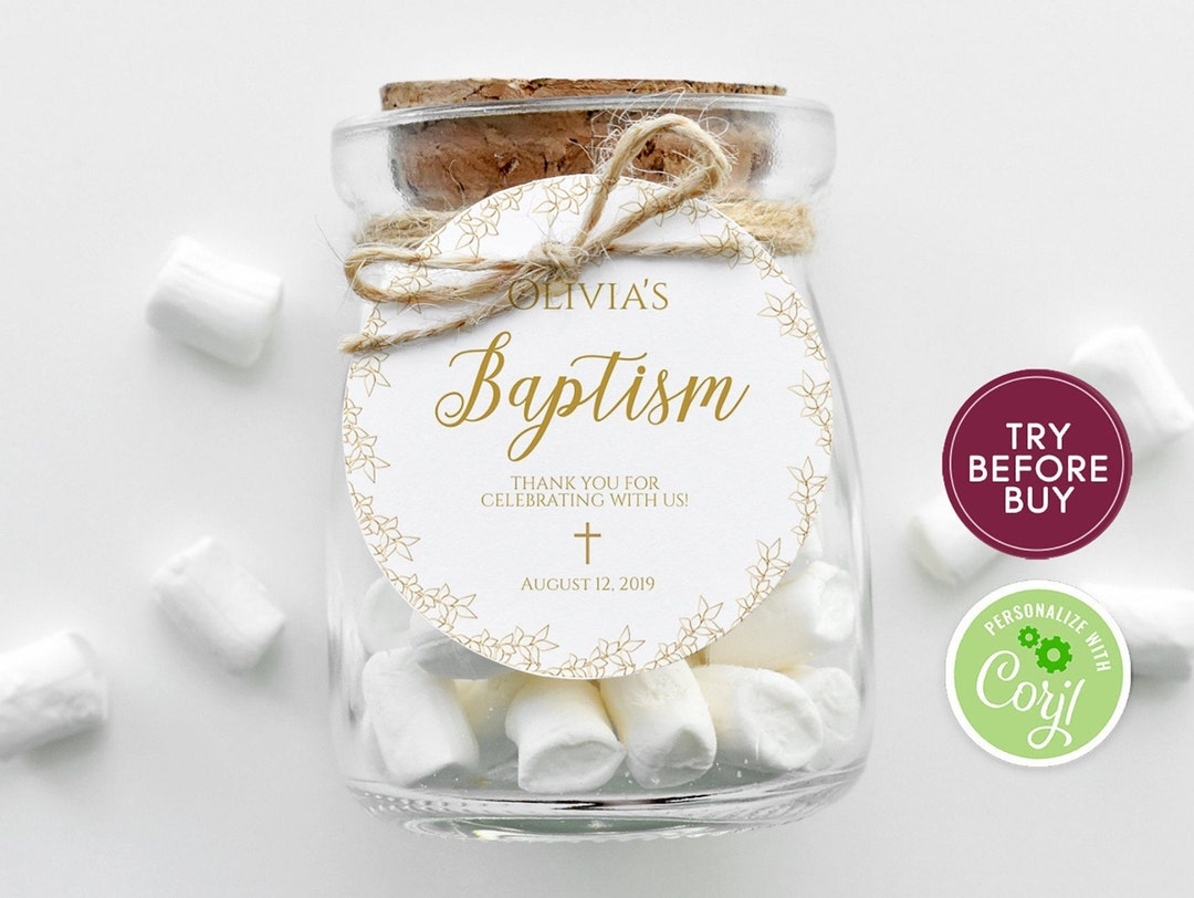 Thank You Baptism Round Tag Template, Printable First Communion Favor ...