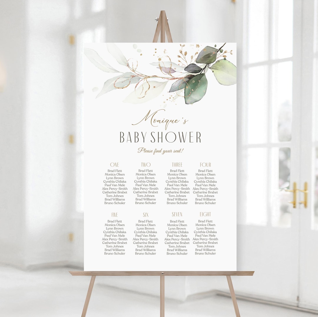 Editable Baby Shower Seating Chart Sign Poster Template, Printable ...