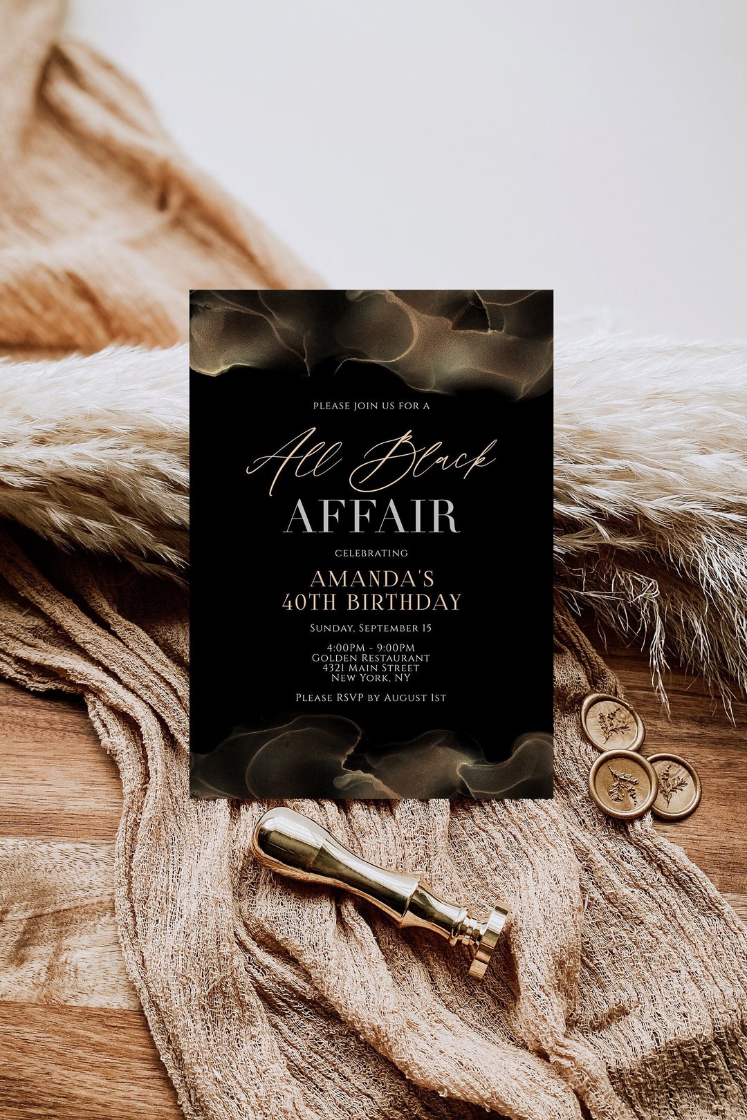 Editable All Black Affair Invitation, Printable All Black Party ...