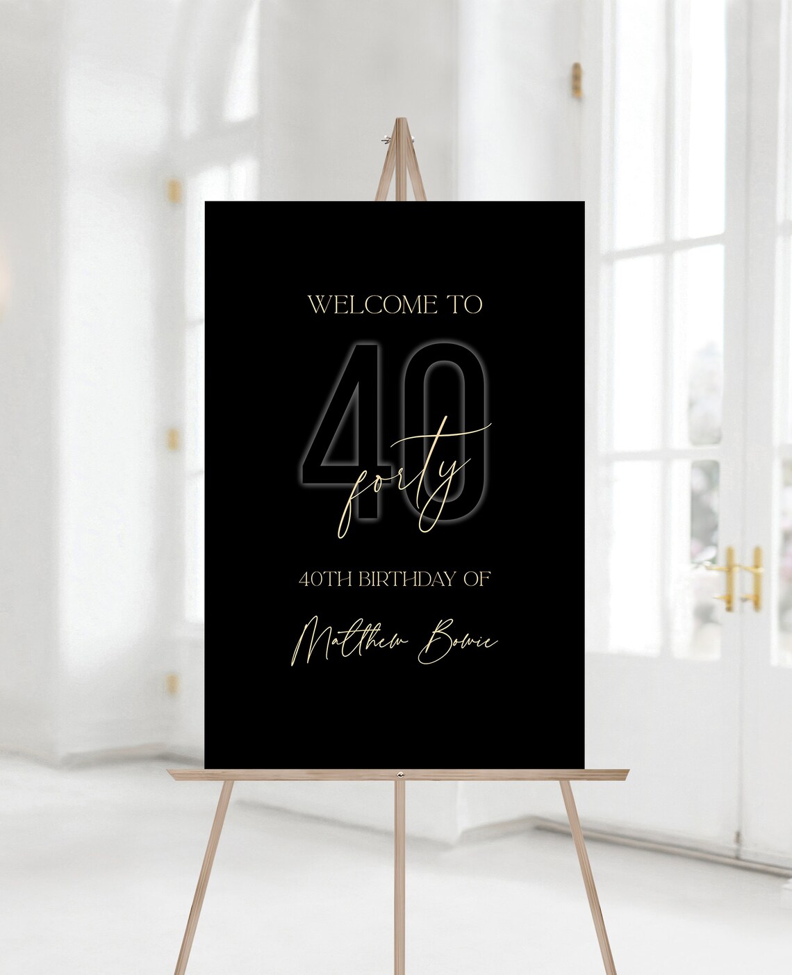 Printable 40th Birthday Welcome Sign Template Forty Black - Etsy