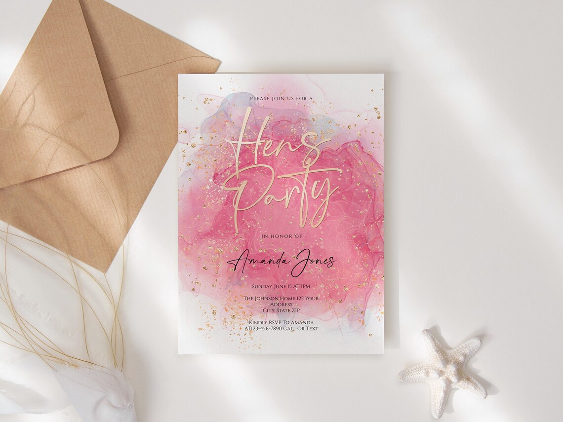 Printable Hens Party Invitation Template Editable Watercolor - Etsy