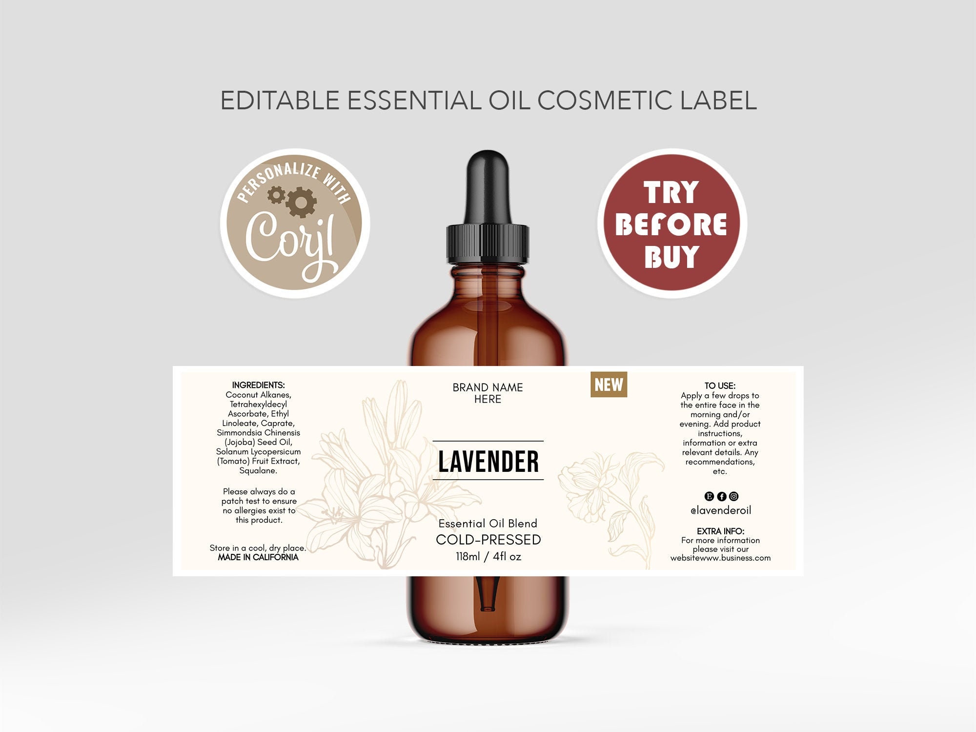 Custom Product Label 1oz 2oz 4oz Editable Label Template - Etsy