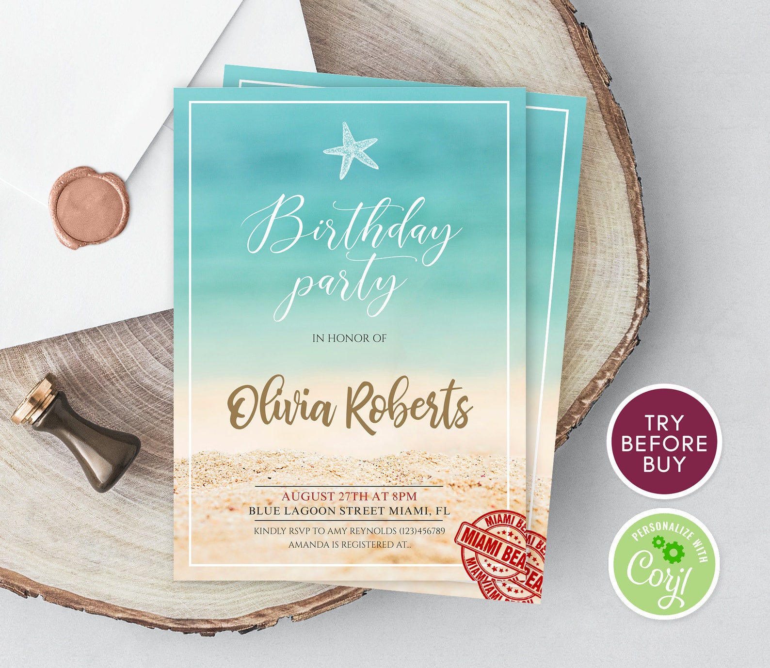 Beach Party Invitation. Printable Beach Birthday Party - Etsy
