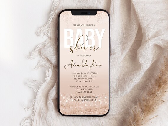 Digital Girl Baby Shower Text Message Invitation Template - Etsy