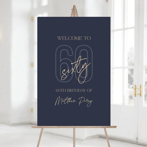 Printable 60th Birthday Welcome Sign Template Sixty Black - Etsy