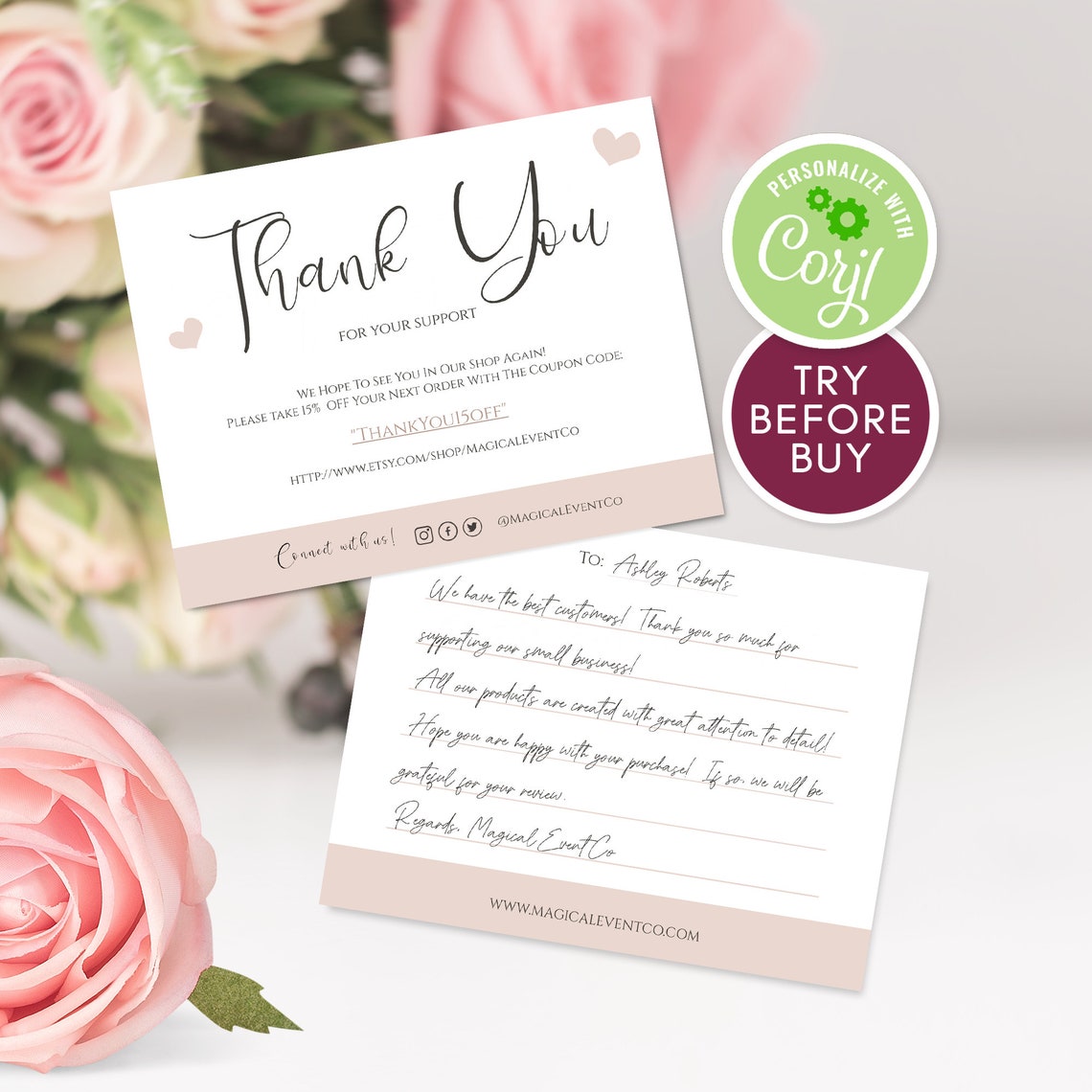 Editable Thank You For Your Support Card DIY Printable Thanks | Etsy