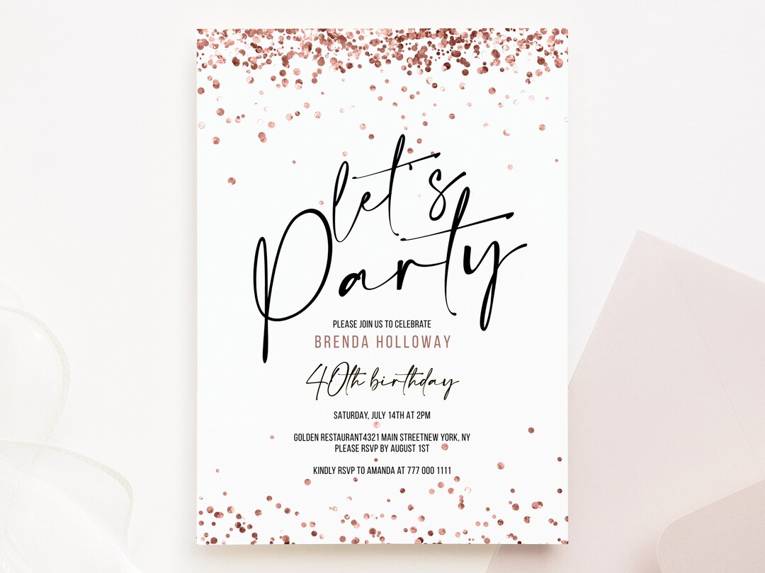 Let's Party Birthday Invitation Template, Printable Women Adult ...