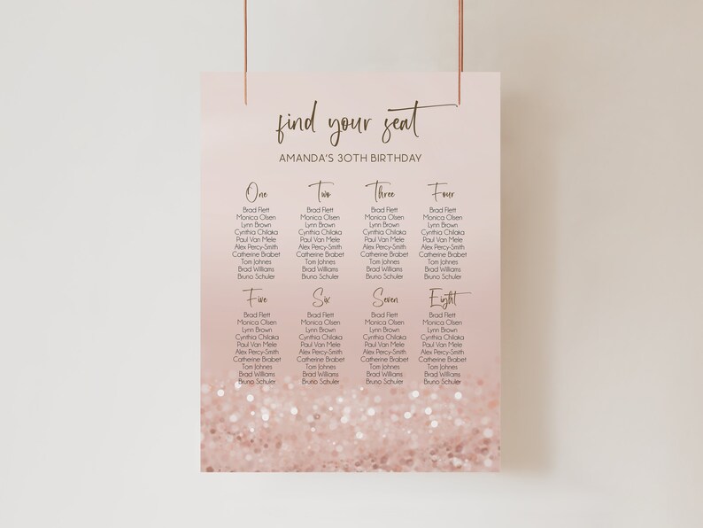 Printable Minimalist Birthday Seating Chart Sign Template - Etsy