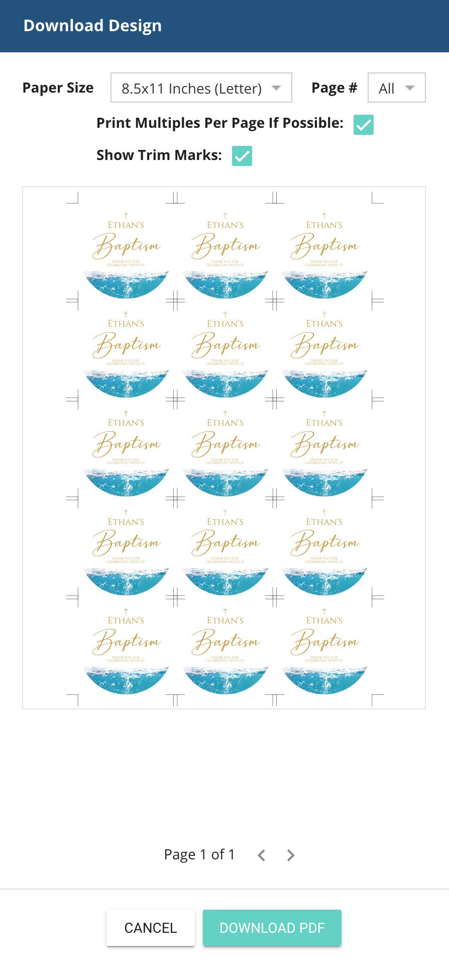 Baptism Round Favor Tag Template Printable First Communion | Etsy