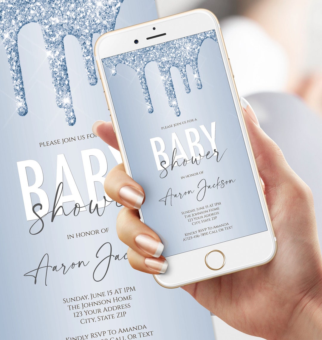 Digital Boy Baby Shower Invitation Evite Template, Blue Baby Shower ...