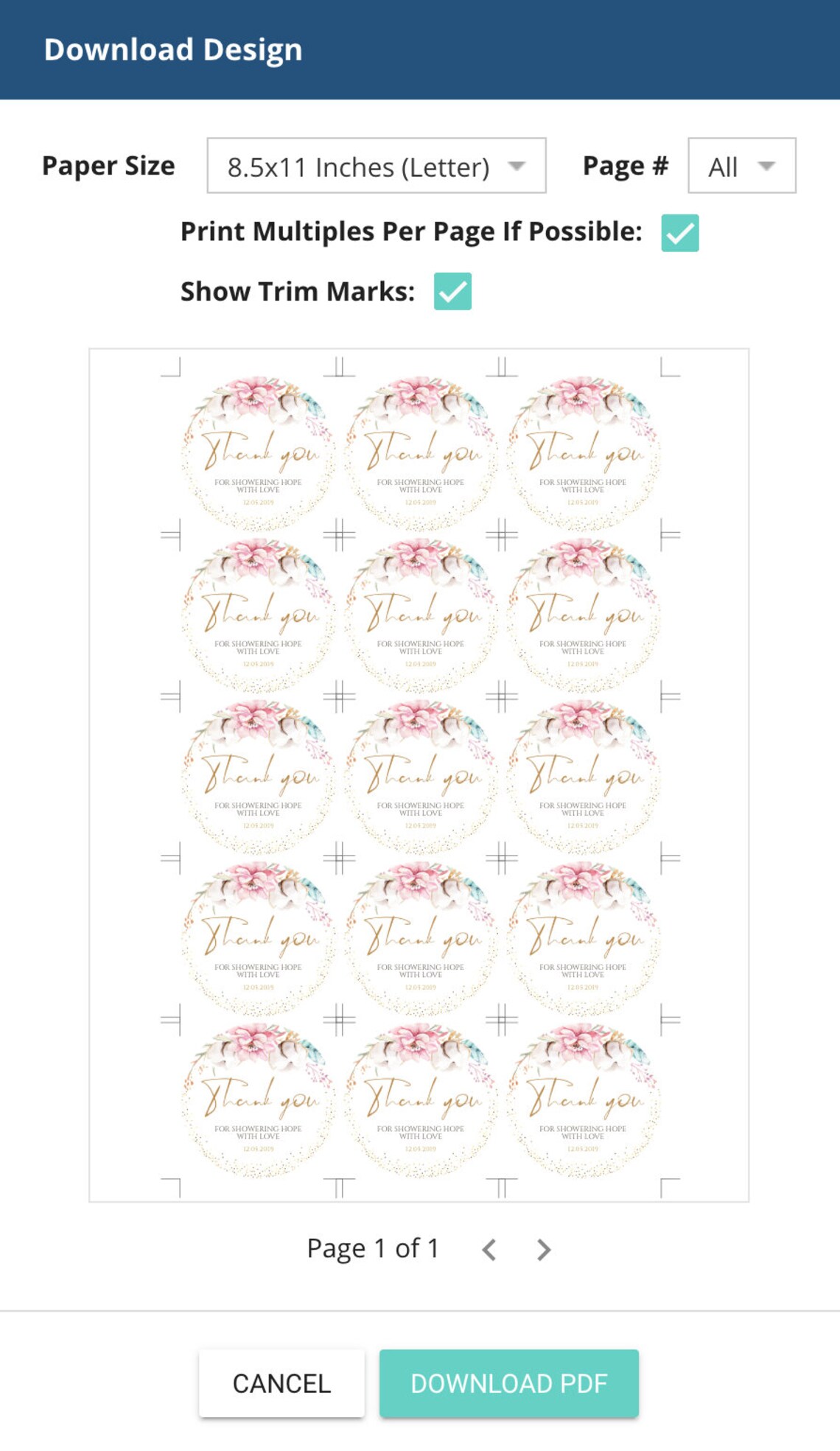 Editable Floral Circle Tags Round Labels Template 2 inches | Etsy