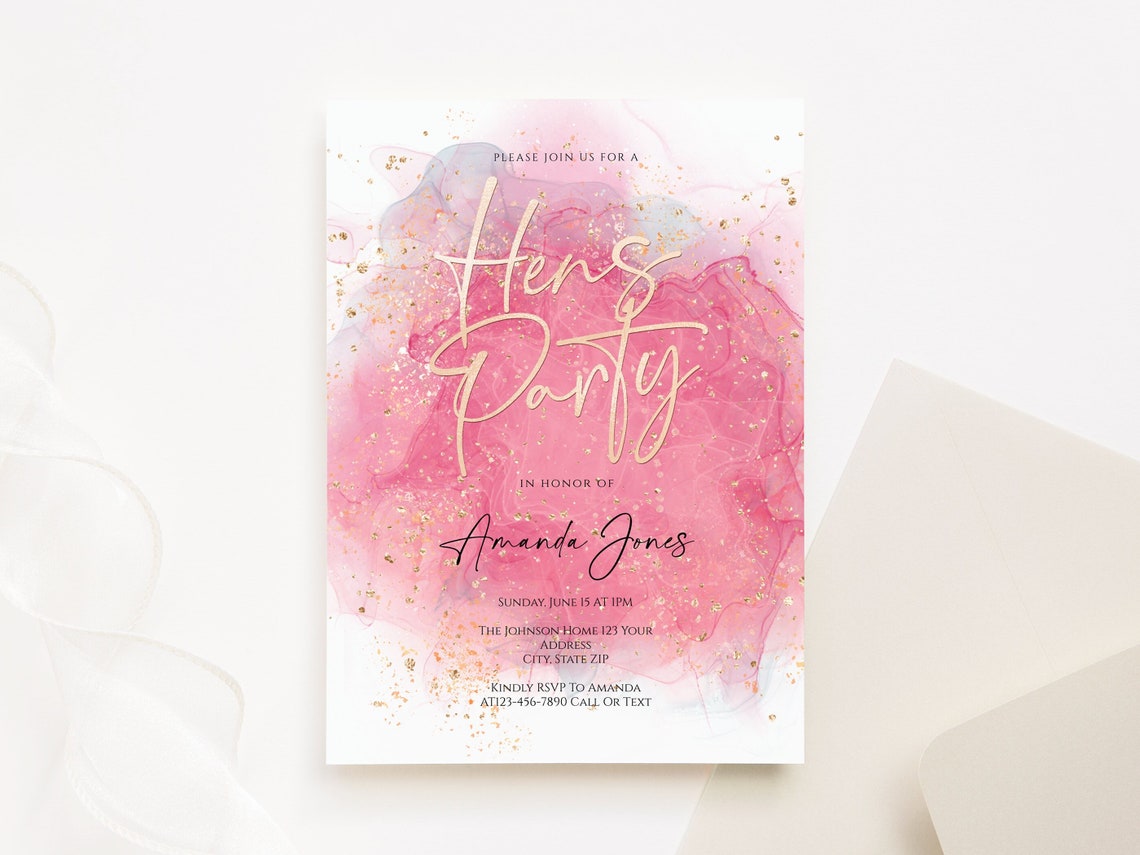 Printable Hens Party Invitation Template Editable Watercolor - Etsy
