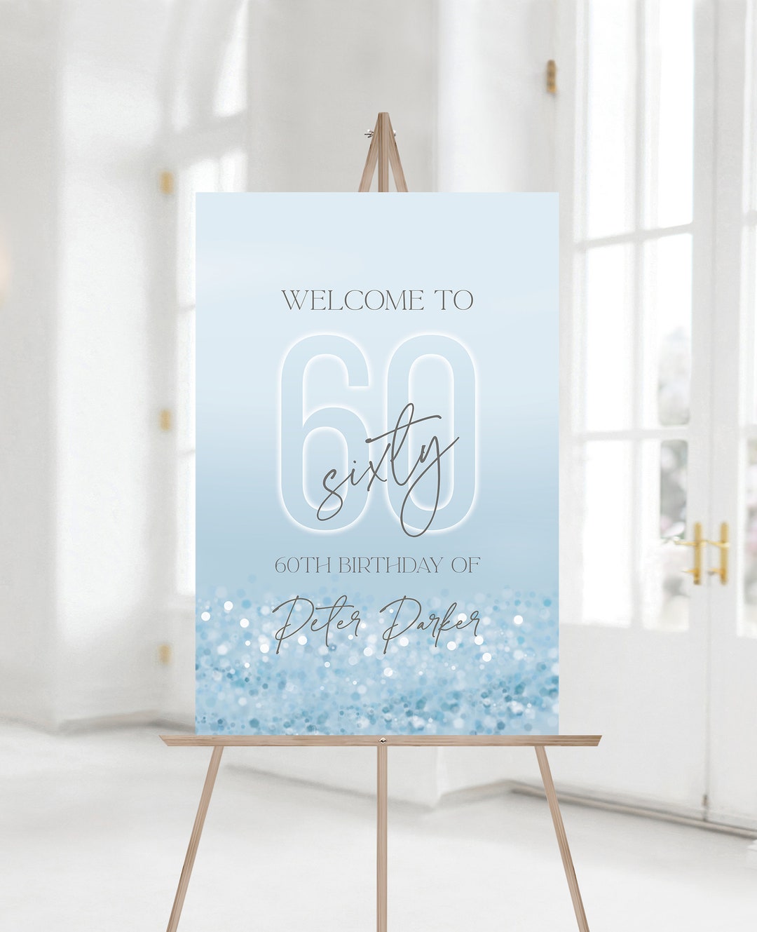 Printable 60th Sixty Birthday Party Welcome Sign, Editable Template ...