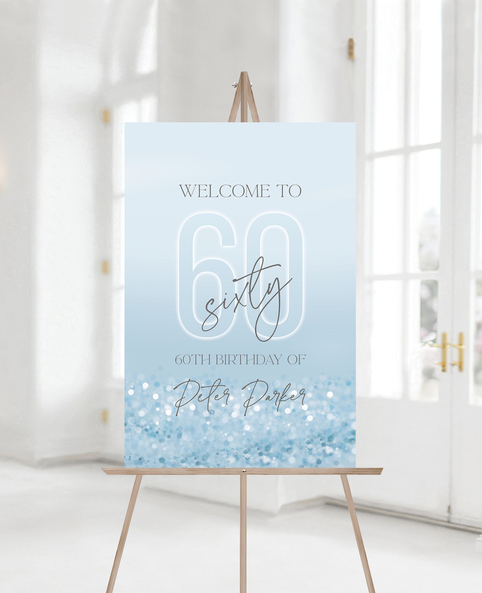 Printable 60th Sixty Birthday Party Welcome Sign Editable - Etsy