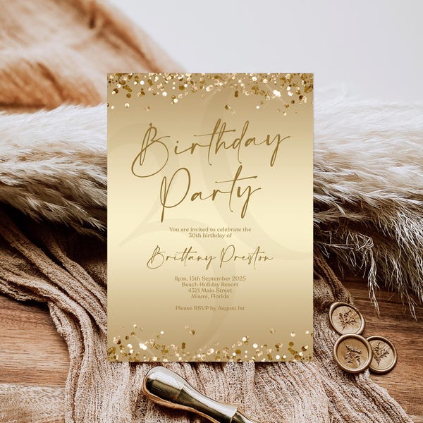 Golden Birthday Card - Etsy