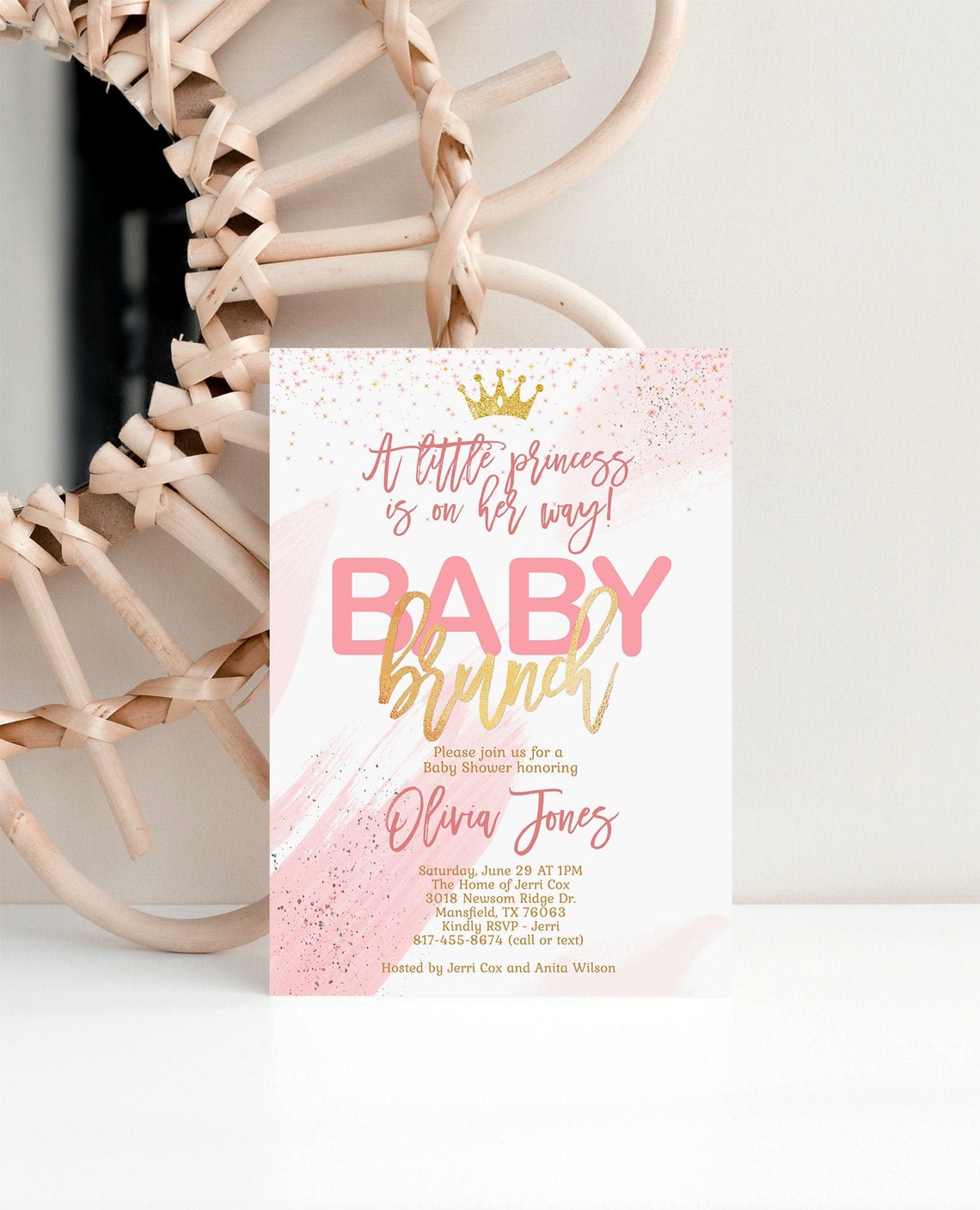 Girl Baby Brunch Invitation Baby Shower Invitation Pink Gold - Etsy