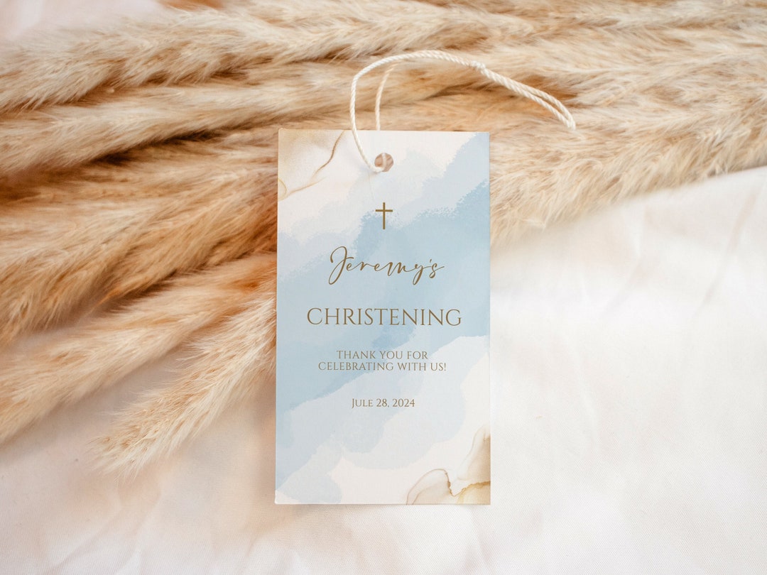 Editable Boy Christening Thank You Tag Template, Printable Christening ...